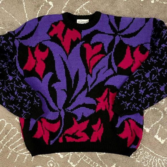 Lanzetti | Sweaters | Vintage 9s Y2k Lanzetti Vibrant Purple And Pink ...